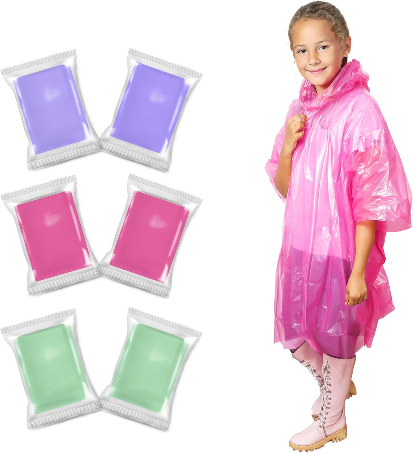 Amazon.com: EcoNour Disposable Kids Rain Poncho | Clear & Emergency Rain Ponchos for Kids ...