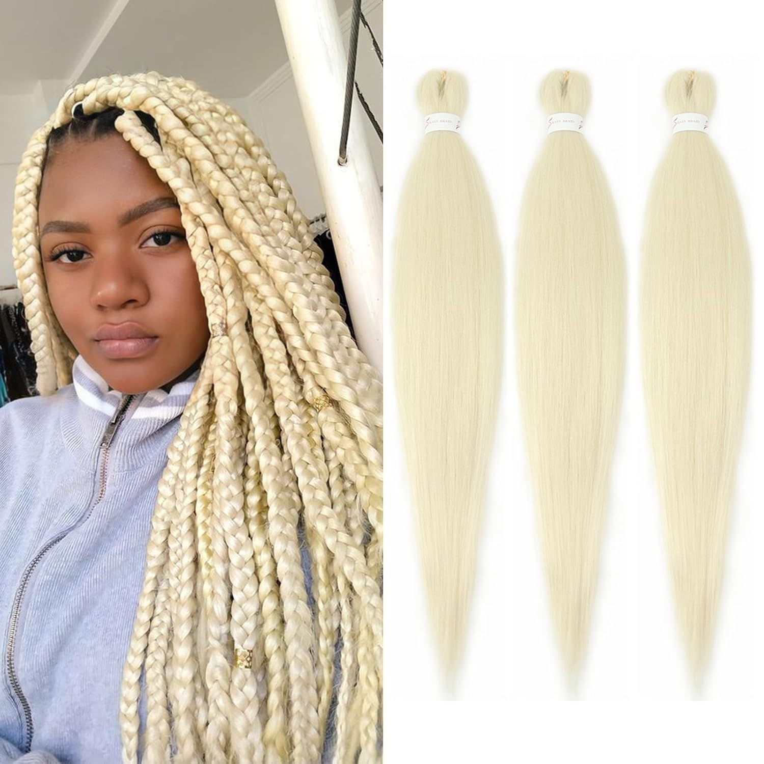 Amazon.com : 613 Blonde Braiding Hair Pre stretched 18 Inch 3 Packs Pre ...