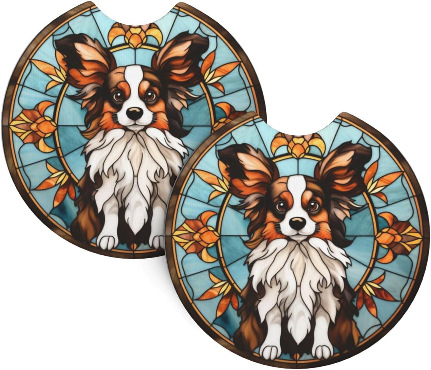 Amazon.com: Papillon Lovers Car Coasters - 2pcs Dog Lovers Drink ...