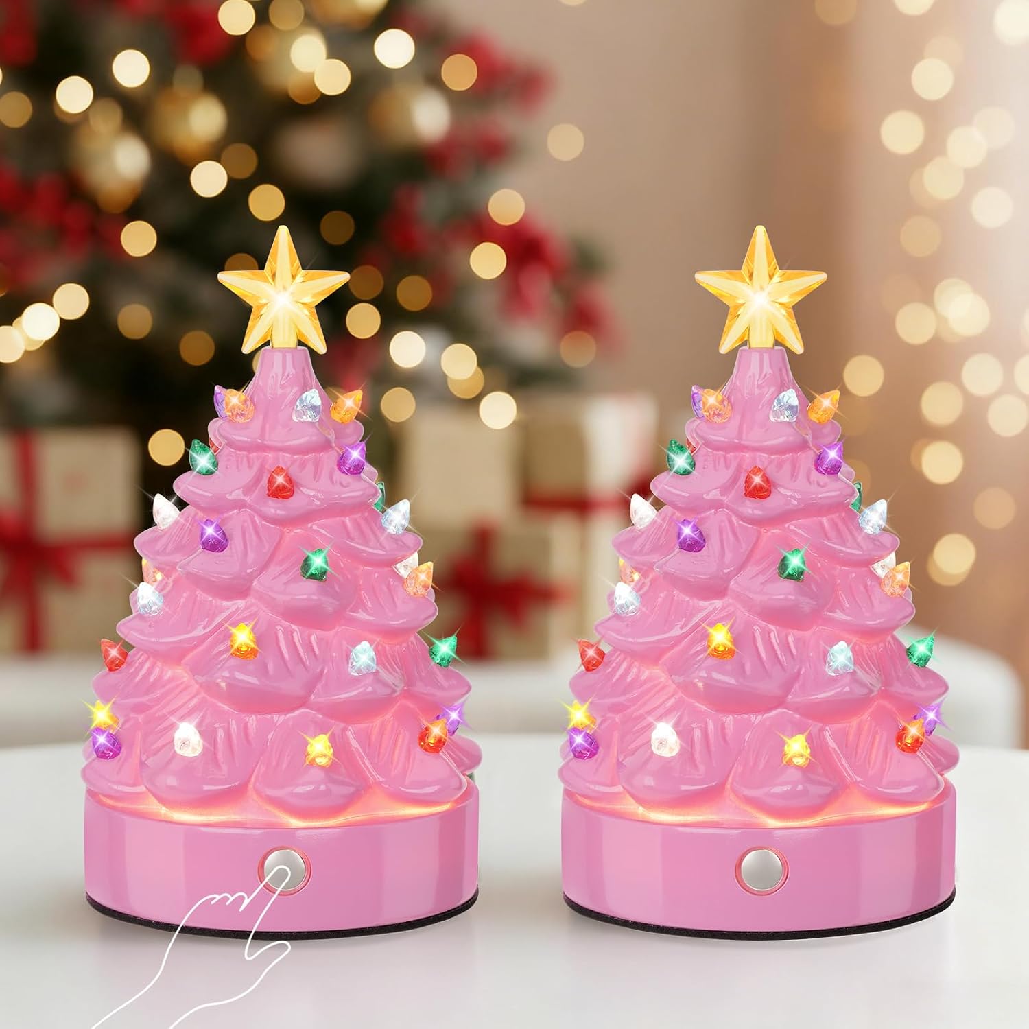 Amazon.com: Brightever 2-Pack Light Up Tabletop Christmas Tree, 7" H ...