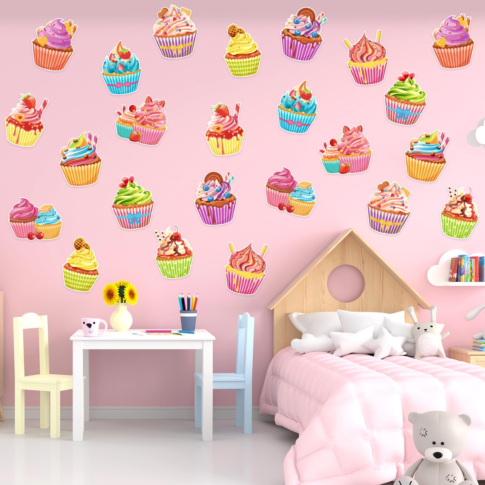 Snapklik.com : 60 Pcs Cupcake Decorations Cupcake Bulletin Board Sweet ...