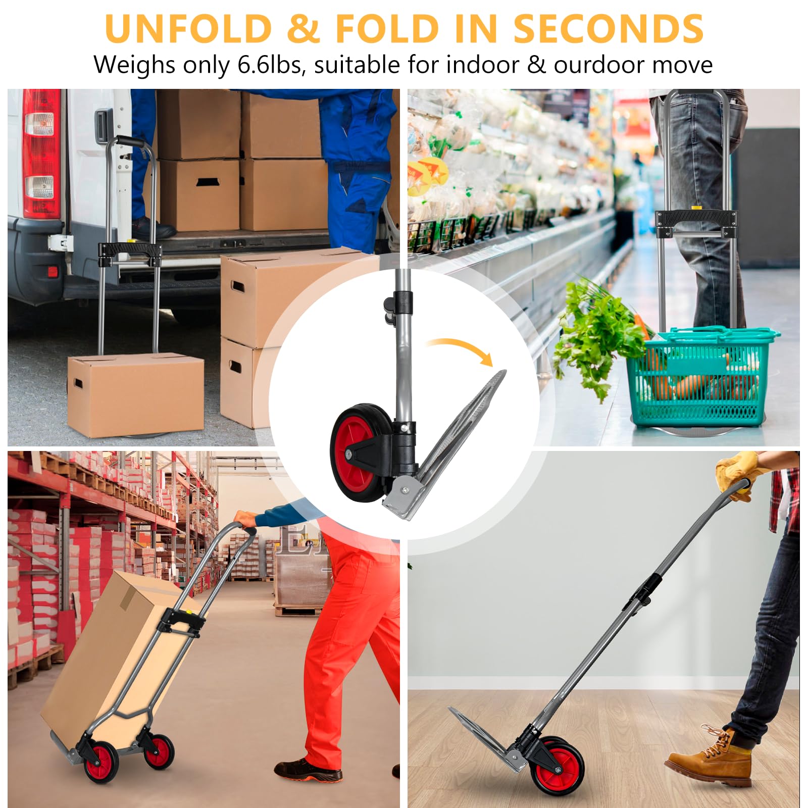 Snapklik.com : PHALANX Folding Hand Truck Dolly, Lightweight Moving ...