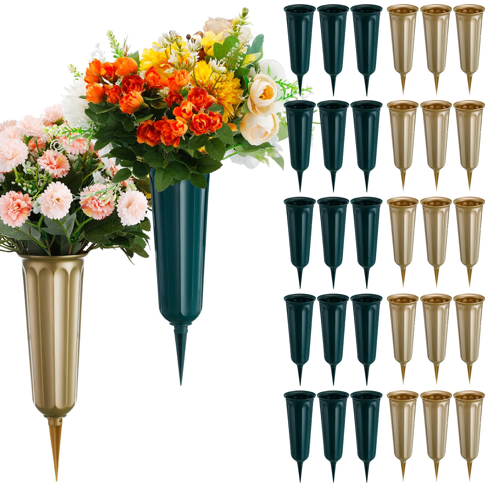 Amazon.com: Patelai 36 Pcs Memorial Cemetery Vases with Spikes Plastic ...