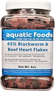 Amazon.com : Aquatic Foods Inc. 45% Blackworm Flake & Beef Heart Flake ...