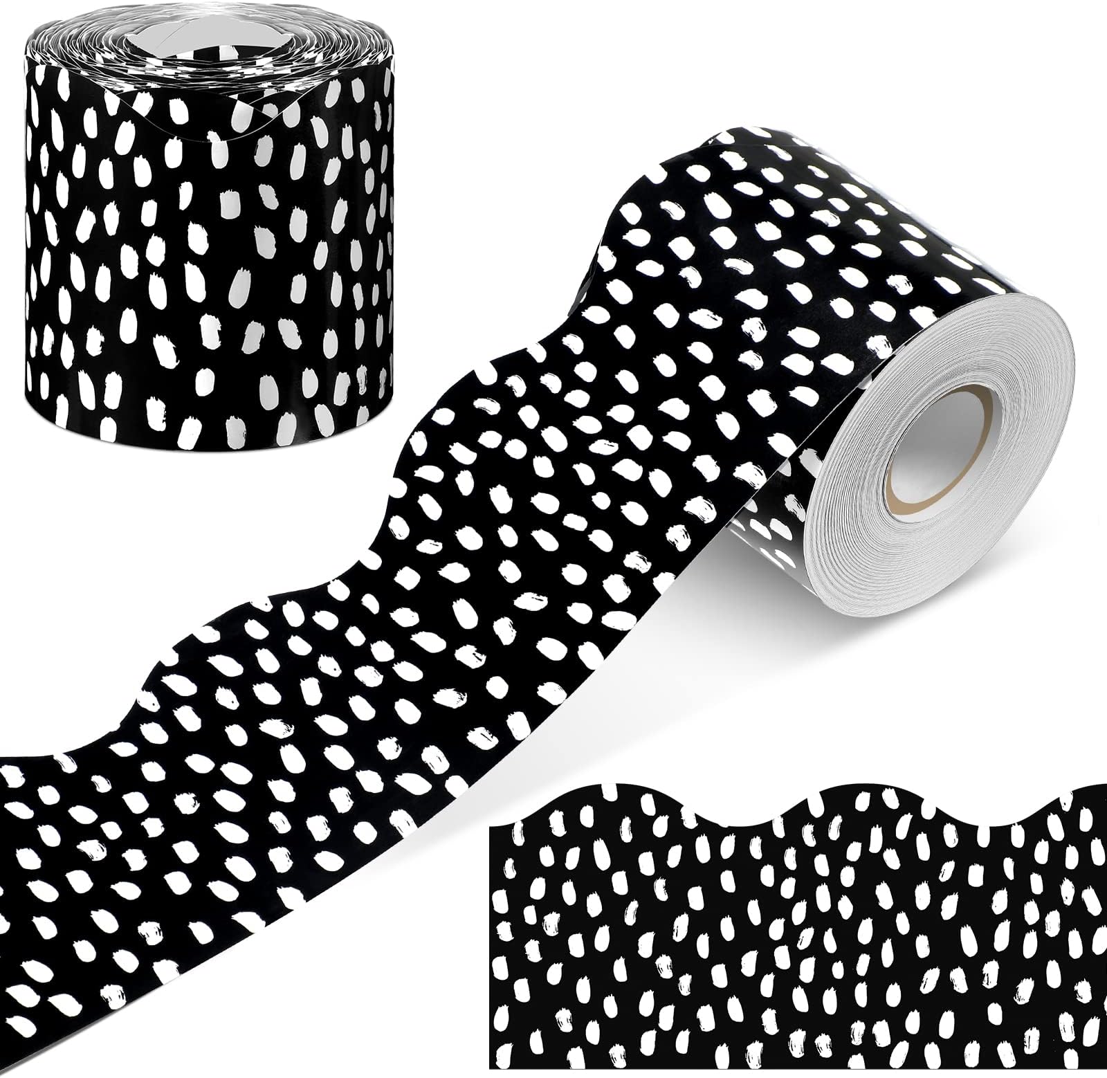 Amazon.com: 99 Ft Bulletin Board Border 3 Rolls Black and White Dots ...