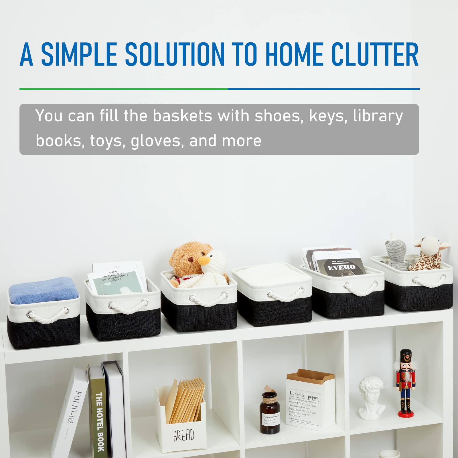 Bidtakay Small Canvas Storage Baskets with Handles Collapsible ...