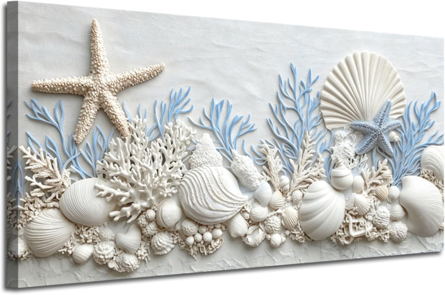 Amazon.com: Xcfstszgz Coastal Seashell Canvas Wall Art Blue Bathroom ...