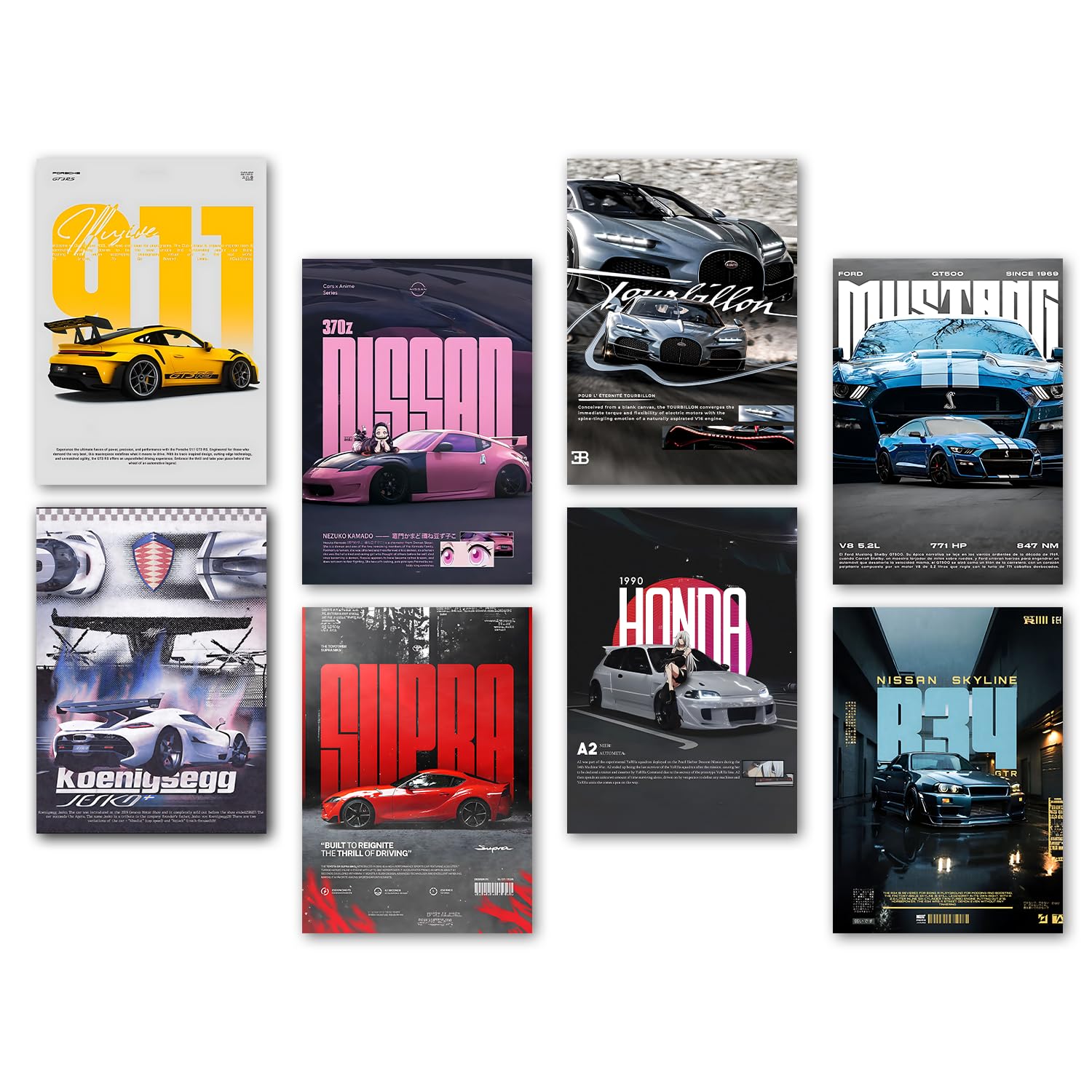 Wallgasm Pack of 8 - Car Posters 8x12 inch (A4 Size) 300 GSM | Car ...