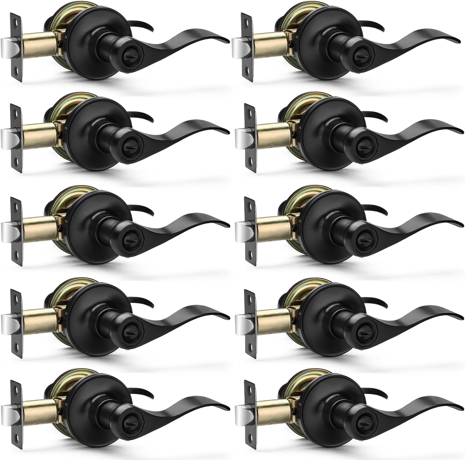 Hasmikit 10 Pack Matte Black Door Handles Privacy Door Levers, Heavy ...