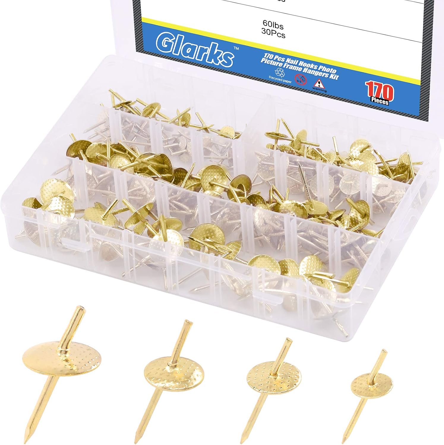 Glarks 170Pcs Assorted 10lbs 20lbs 40lbs 60lbs One Step Hangers Set ...
