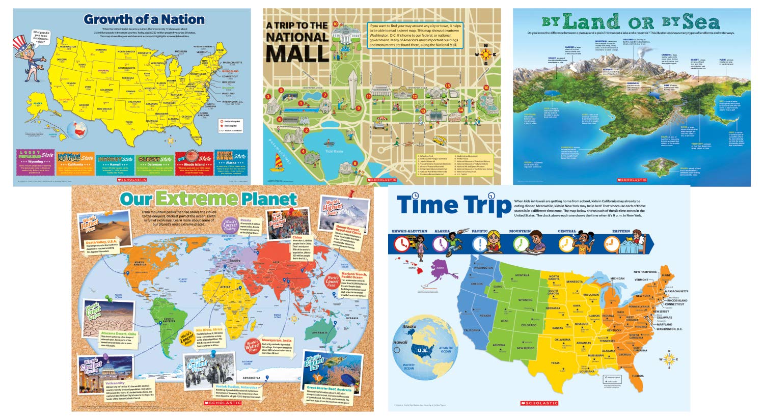 Map Skills Poster Set: Scholastic: 9781338046304: Amazon.com: Books