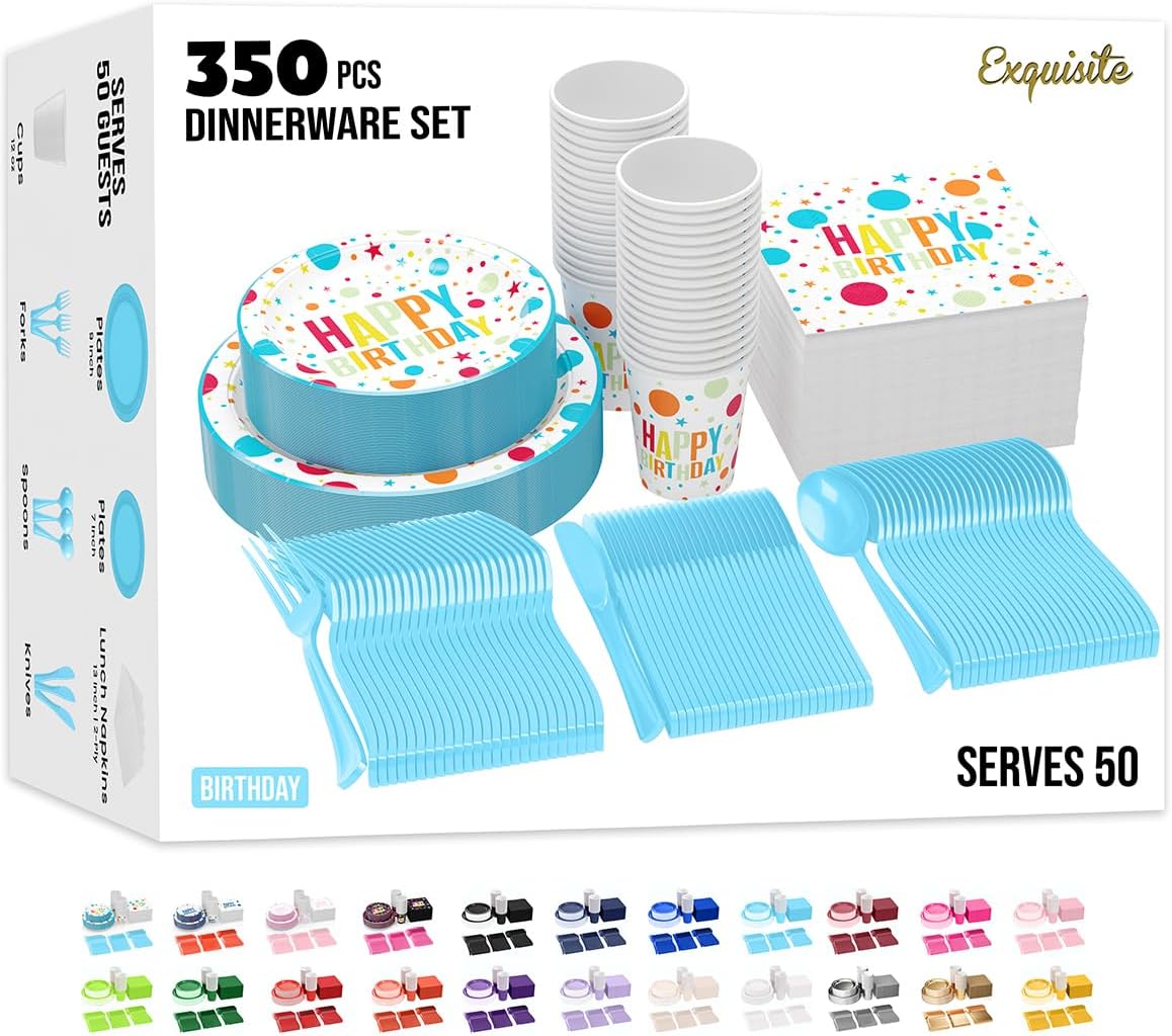 Amazon.com: Party Solids Happy Birthday Party Set - 350 Pieces : Health ...