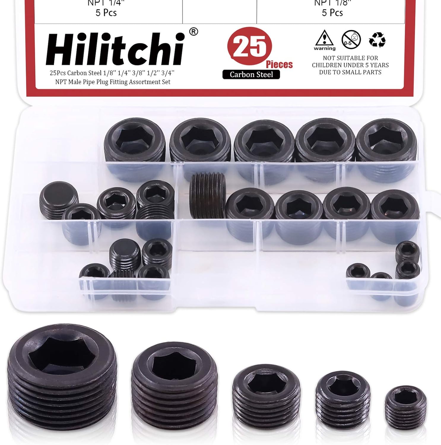 Amazon.com: Hilitchi 25Pcs Carbon Steel Black Pipe Fitting Pipe Plug ...