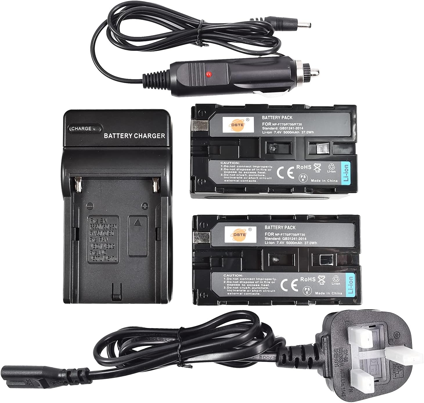 DSTE® 2x NP-F750 Rechargeable Li-ion Battery + DC01U Travel and Car ...