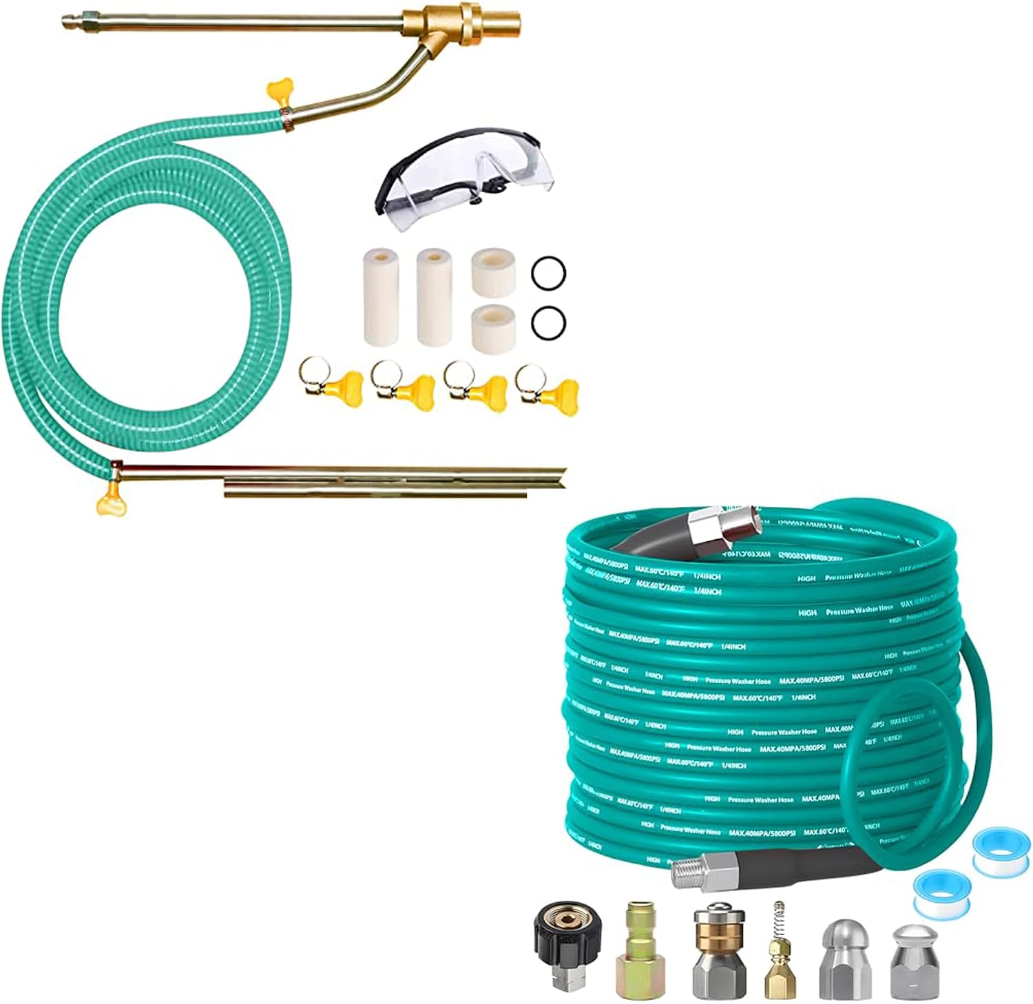 Amazon.com: Selkie Pressure Washer Sewer Jetter Kit - 100Ft X1/4" with ...