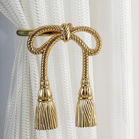 Amazon.com: TerkCo Gold Curtain Drapery Holdbacks,2pcs Brass Curtain ...