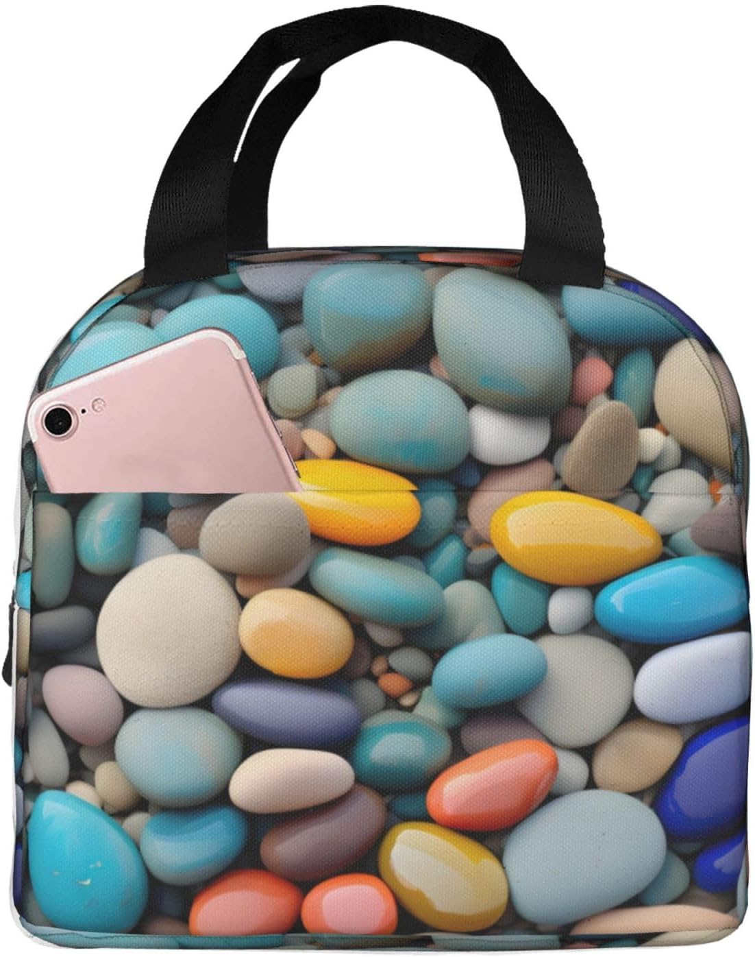 Amazon.com: Work Lunch Box,Beach Colored Pebbles Travel Lunch Bag for ...