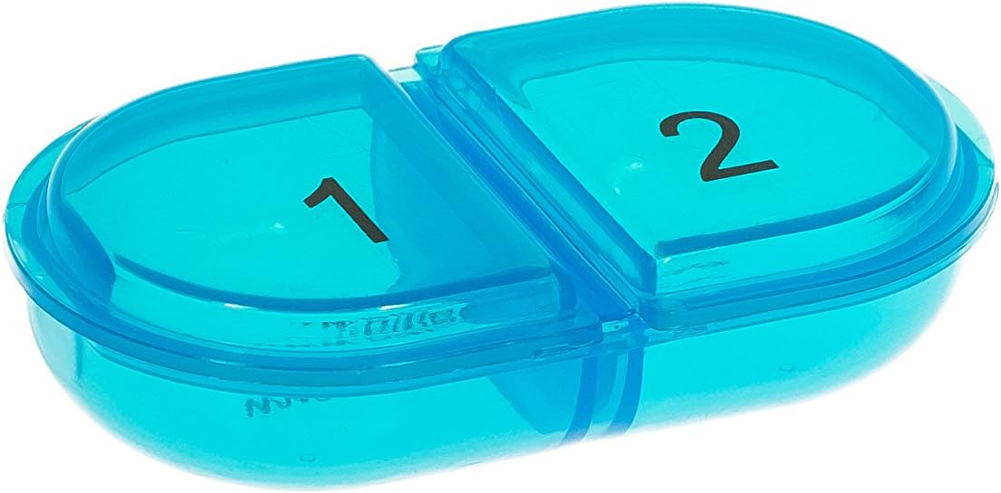 Vanlo Duo, Stable Day Pill Box with Two Compartments, Blue, Medication ...