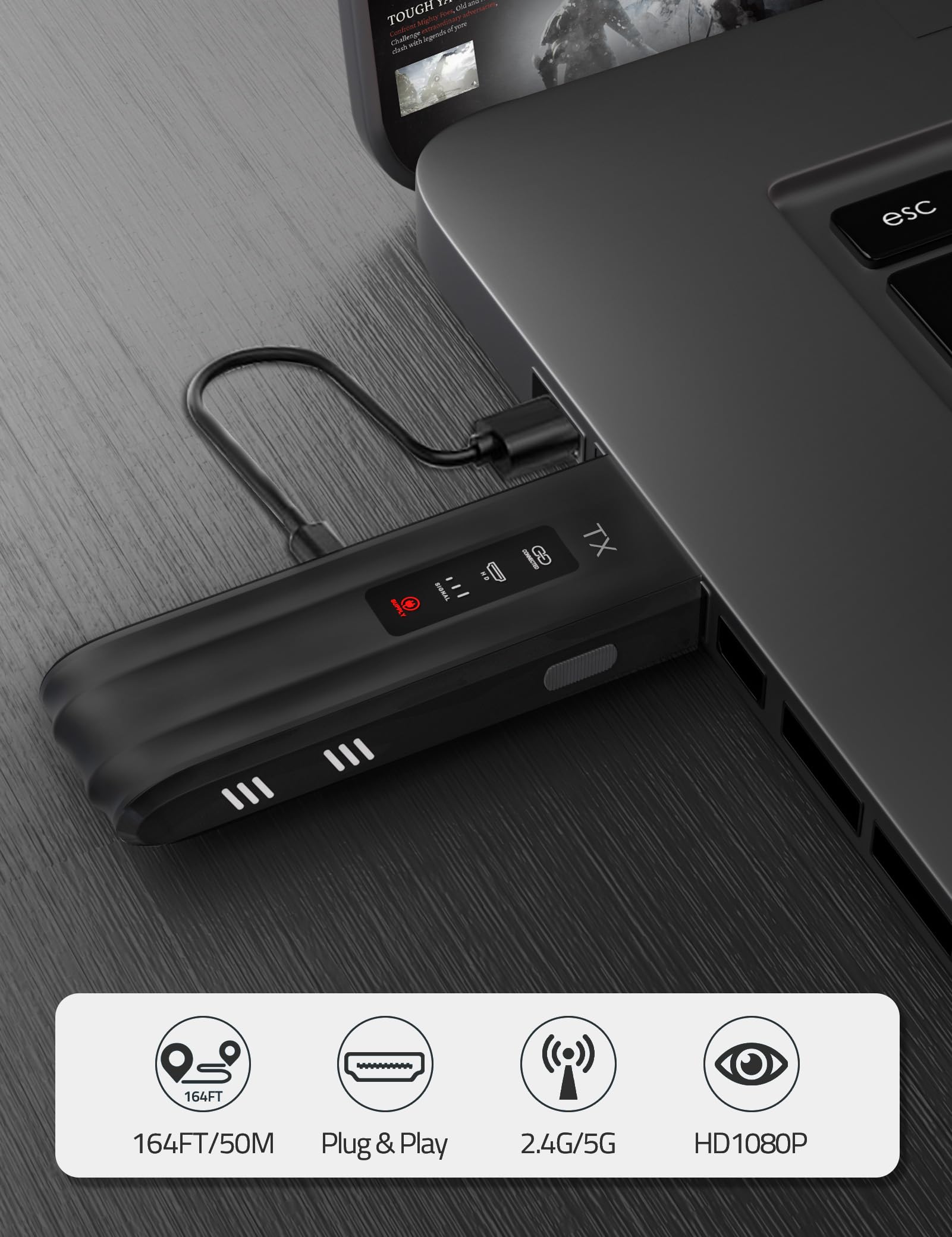 Display Adapter Wireless HDMI Transmitter & Receiver Kit - 4K Decode ...