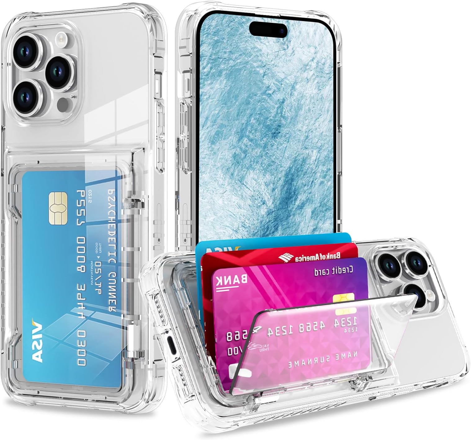 Amazon.com: Wuwedo for iPhone 15 Pro Max Crystal Clear Card Case, [Slim ...