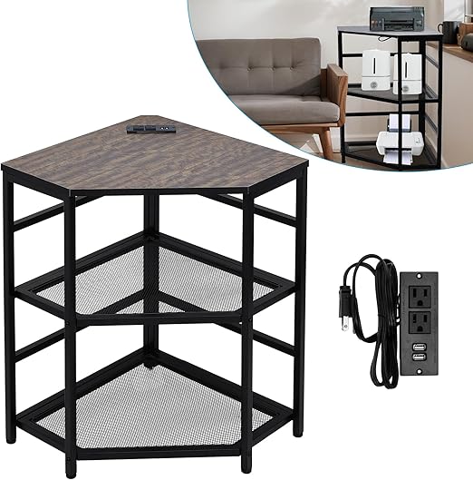 Amazon.com: Kigley Corner Printer Stand Table with Power Outlet ...