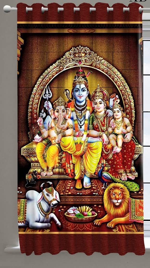 Buy CURTERA Polyester 3D Digital God Printed Curtain for Temple Room ...