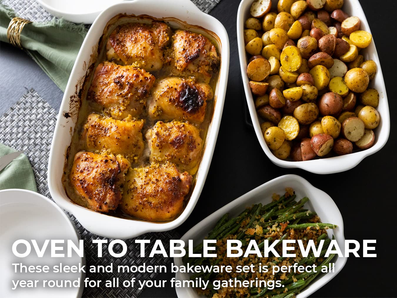 Saffron Sage Casserole Dish Set Of 3 Baking Dishes For Oven