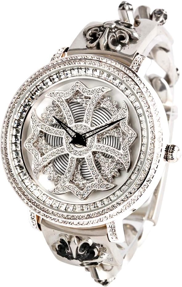 Amazon | AnneCoquine 925シルバーチェーン＋クロスシルバー 1109-0114 腕時計 アンコキーヌ スワロフスキー ぐるぐる時計 925シルバー SILVER (M ...