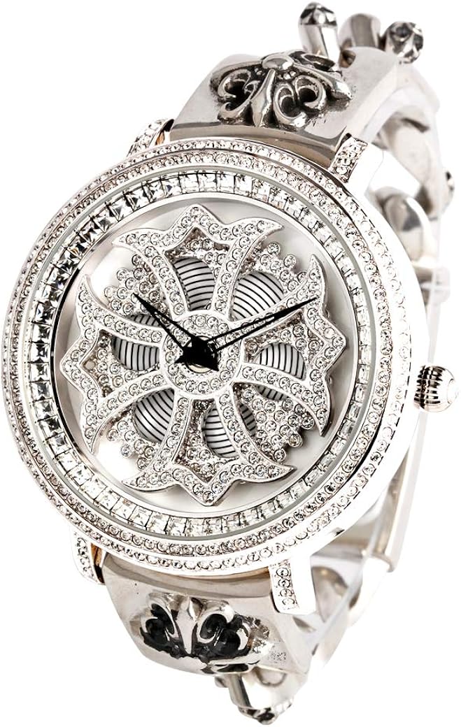 Amazon | AnneCoquine 925シルバーチェーン＋クロスシルバー 1109-0114 腕時計 アンコキーヌ スワロフスキー ぐるぐる時計 925シルバー SILVER (M ...