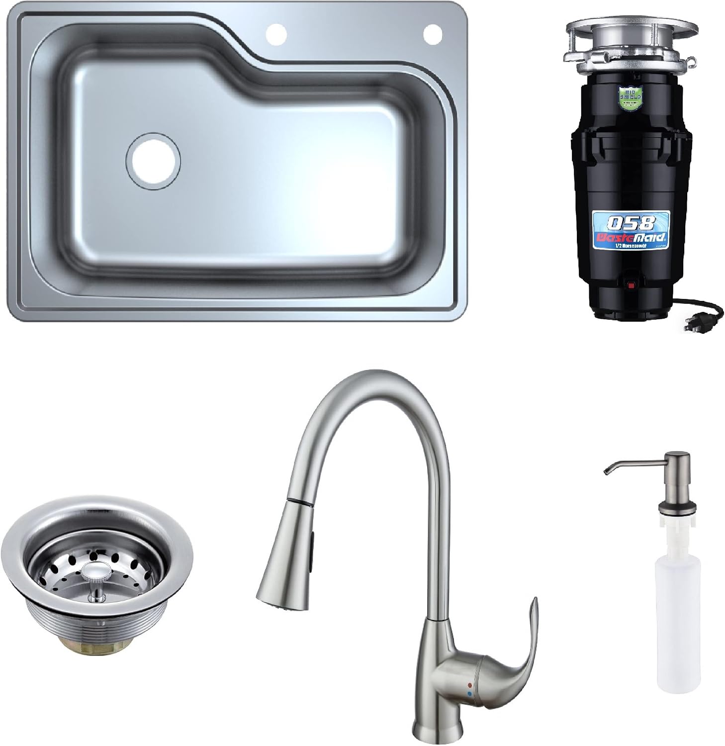 Waste Maid All-In-One Single Bowl Brushed Stainless Steel Kitchen Sink ...