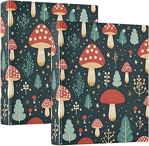 Amazon.com : AEZODI Cute Mushroom Red 3 Ring Binders with Clipboard ...