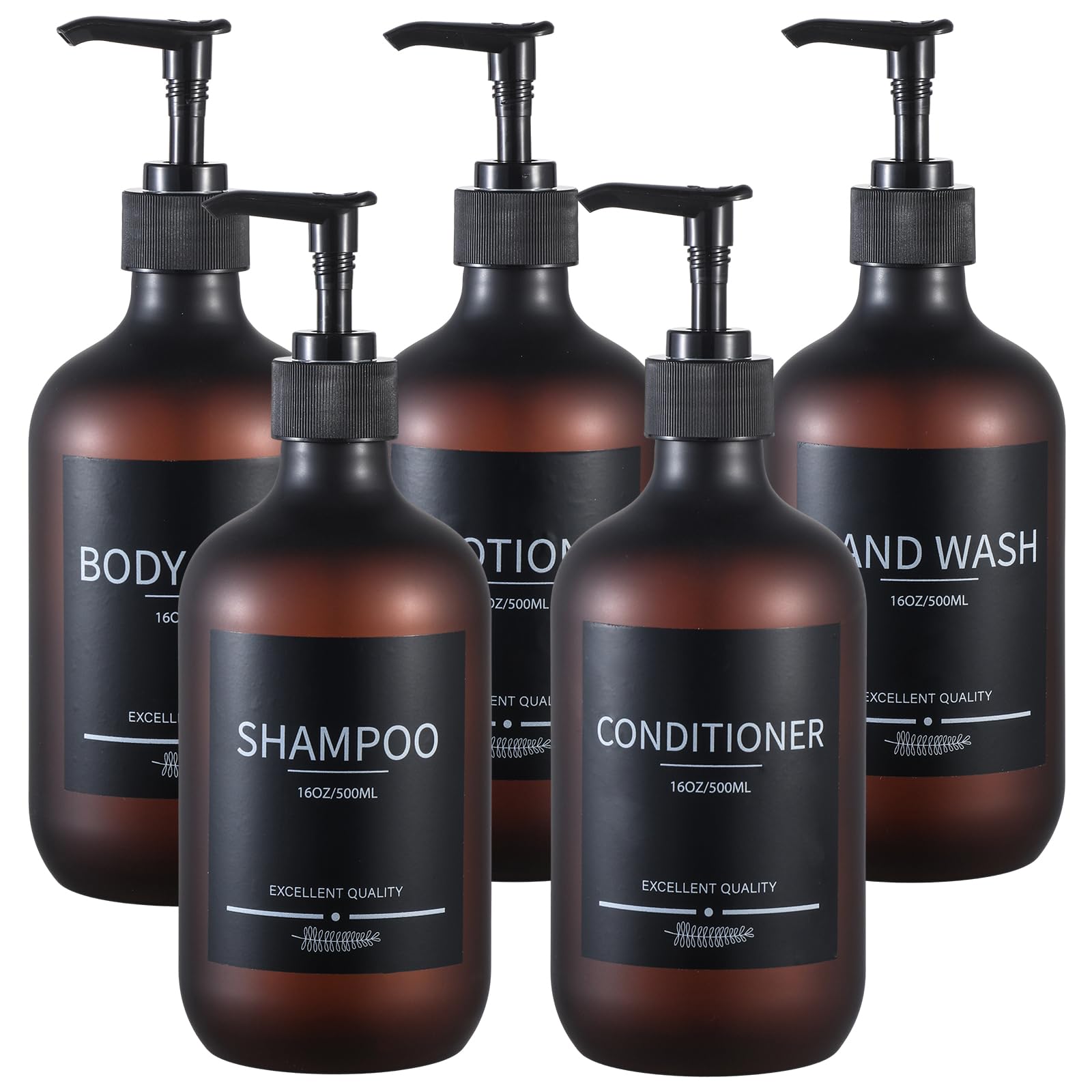 Amazon.com: Shampoo Bottles Refillable with Pump (5Pack Matte Amber ...