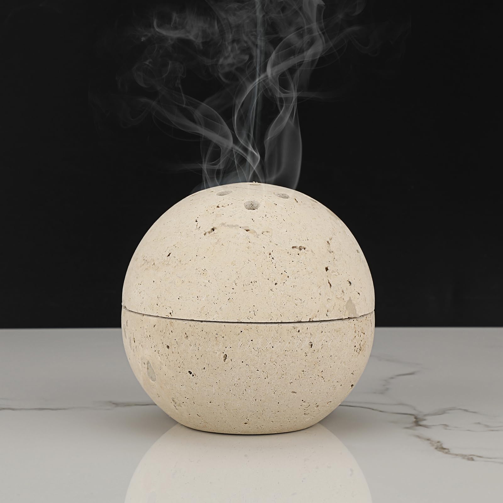 Amazon.com: ELLDOO Natural Travertine Incense Cone Holder, Home Decor ...