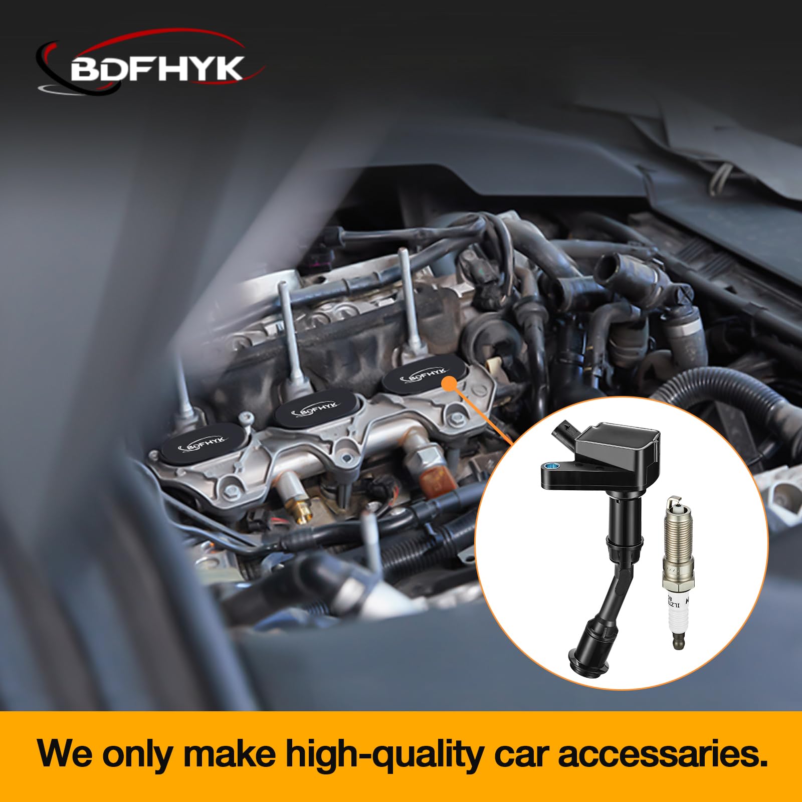 BDFHYK Ignition Coil Pack UF-735 and Iridium Spark Plugs SP539 ...