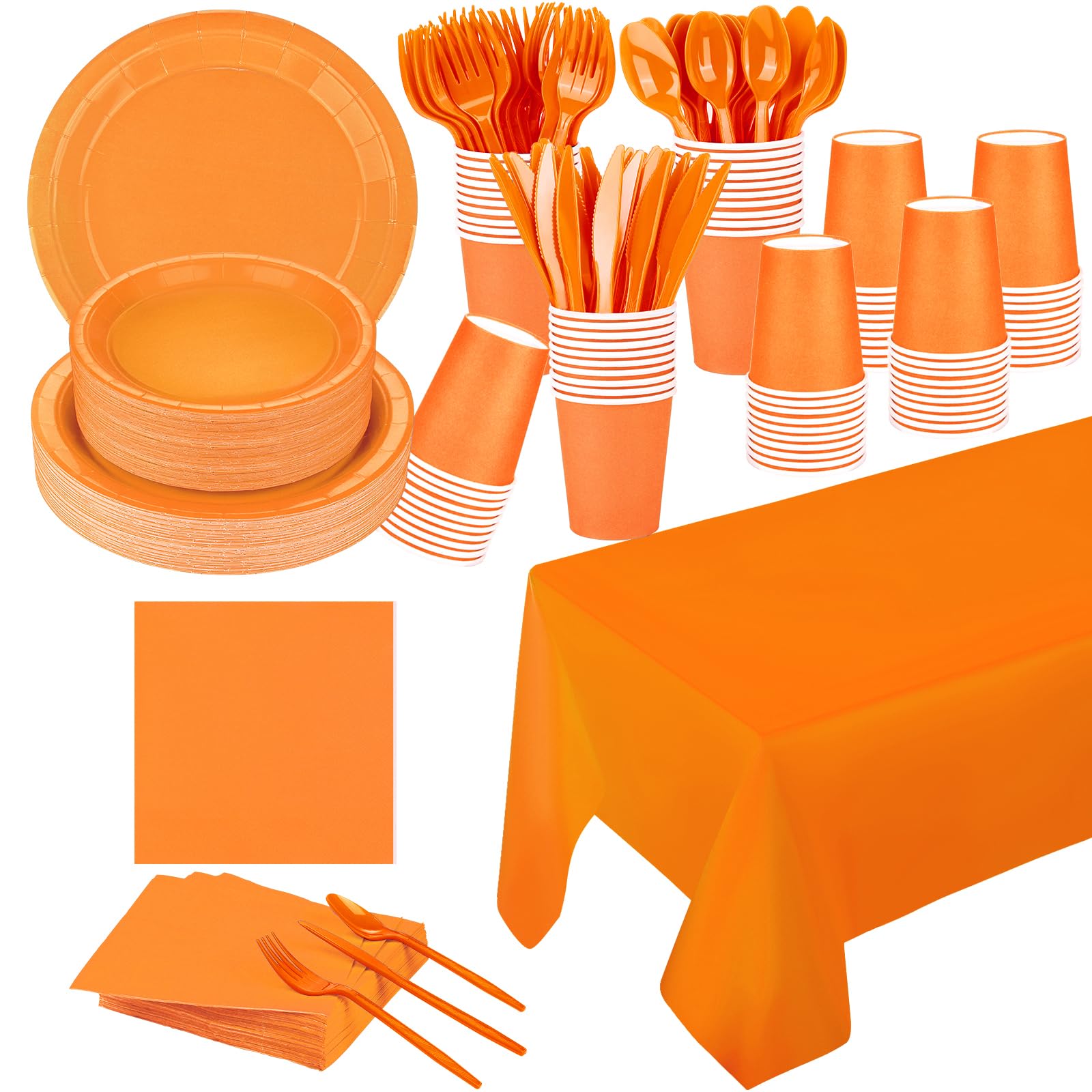 Amazon.com: TWOWYHI 229PCS Orange Party Supplies Set Paper Disposable ...