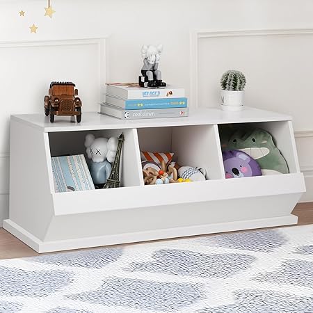 Amazon.com: Cowiewie Toy Storage Organizer, 3-Cubby Stackable Kids Toy ...