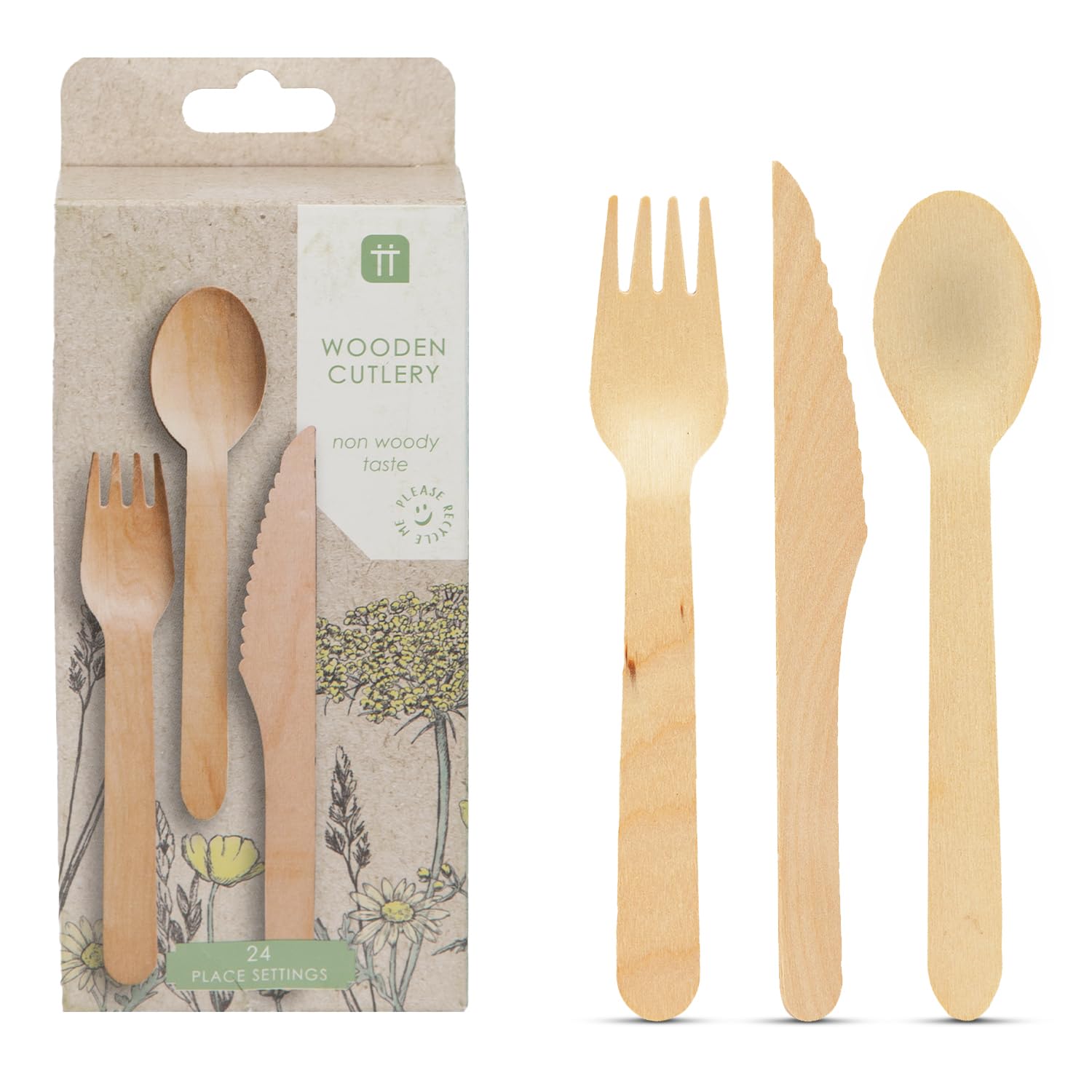 Talking Tables Wooden Cutlery Set - Biodegradable Knives, Forks ...