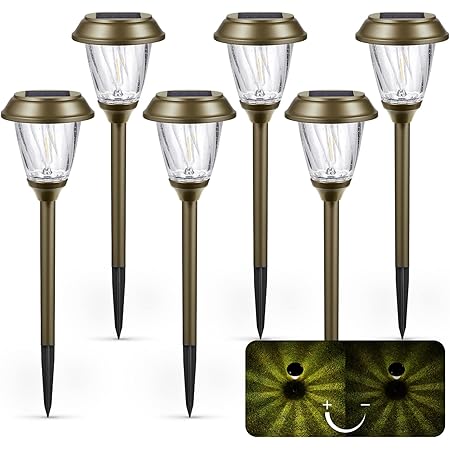 Balhvit Glass Solar Lights Outdoor, 8 Pack Super Bright Solar Pathway Lights, Up to 12 Hrs Long ...