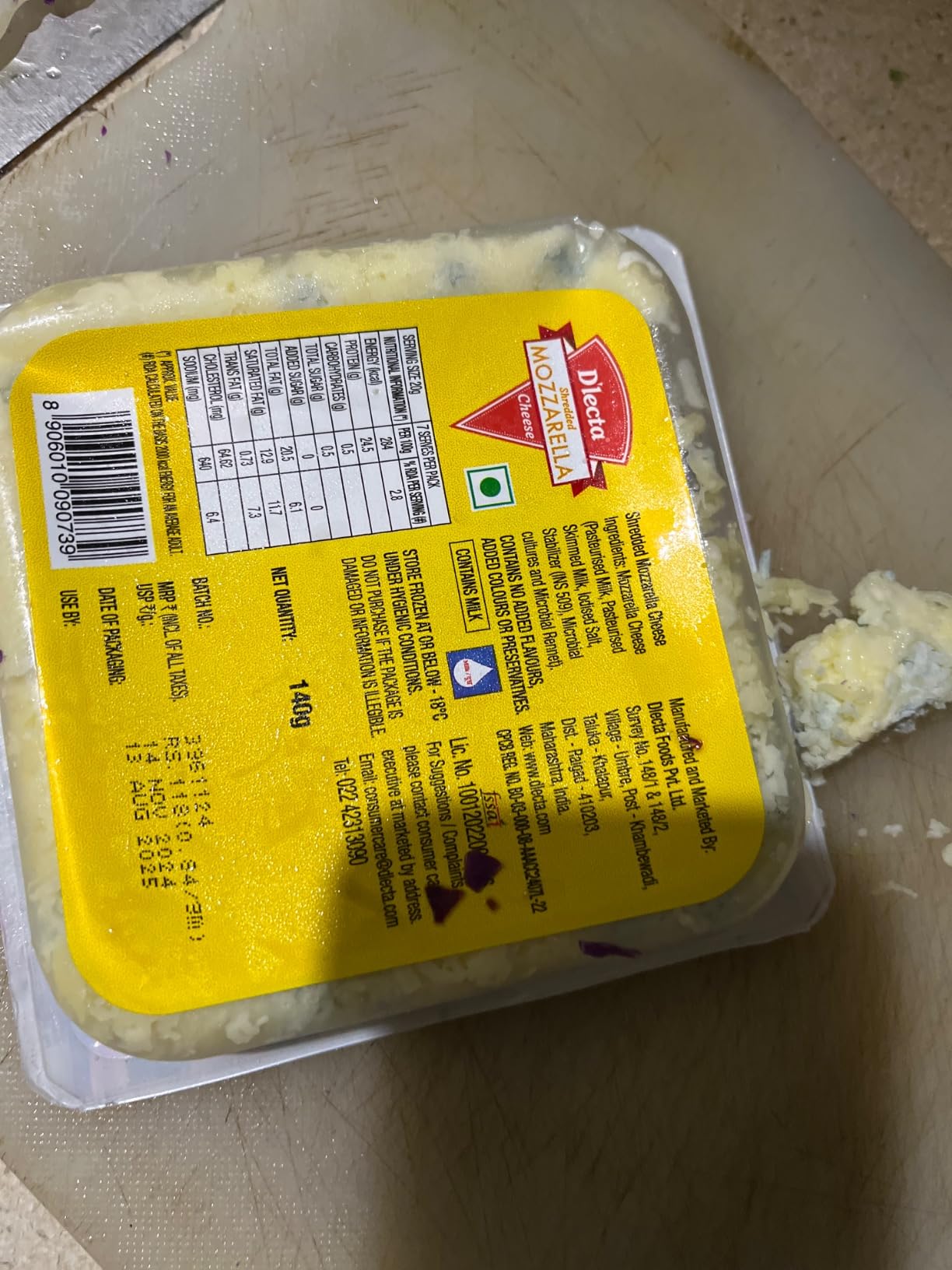 D'lecta Shredded Mozzarella Cheese 140g – For Authentic, Stretchy Pizza ...