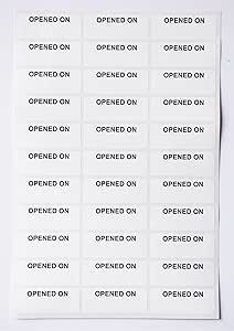 Opened on food label - Pack of 33 66mm x 25mm Self adhesive stickers ...