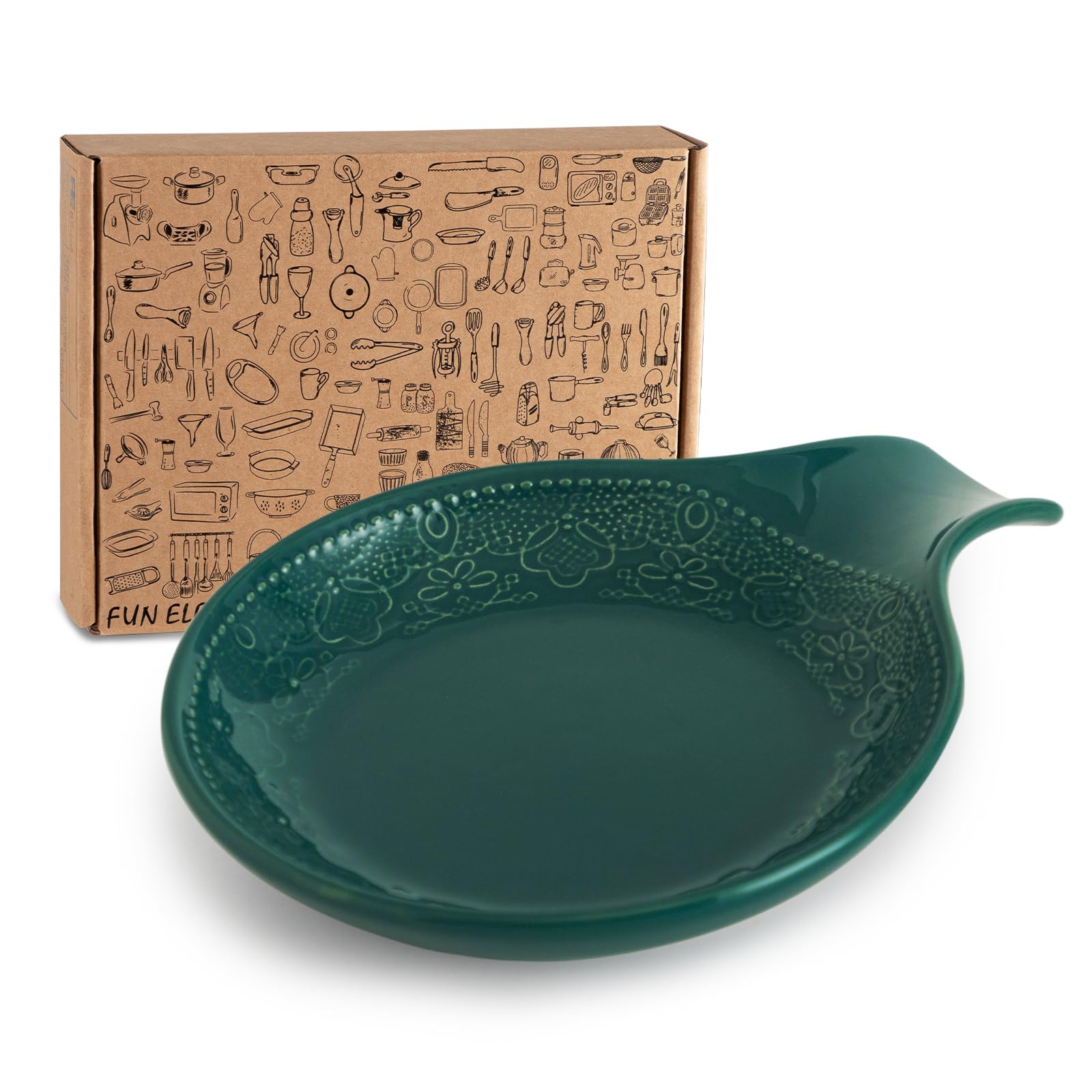 Amazon.com | FE FUN ELEME SpoonHolder, Ceramic Spoon Rest for Kitchen ...