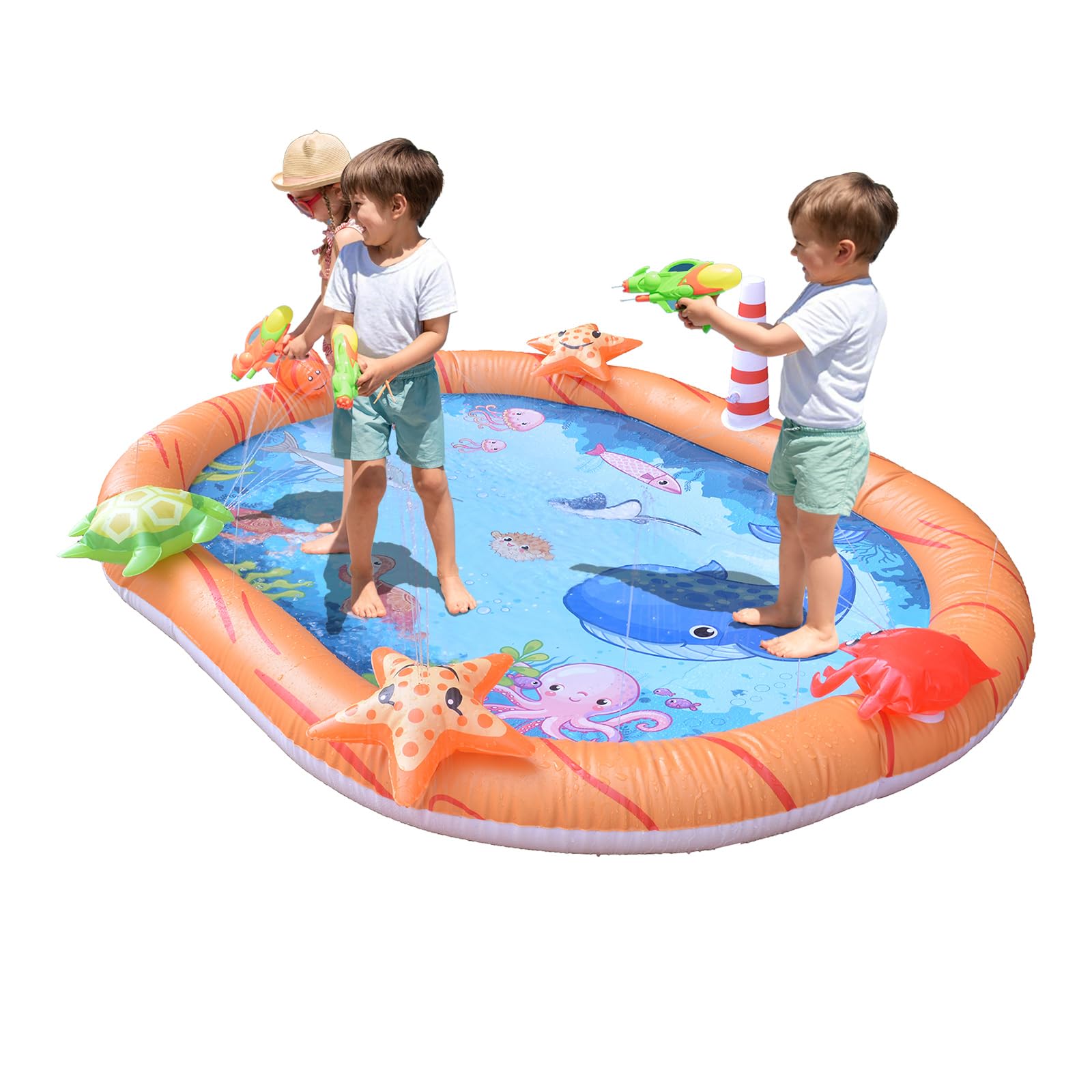 Snapklik.com : Kids Splash Pad, 59.5" Outdoor Inflatable Sprinkler Play ...