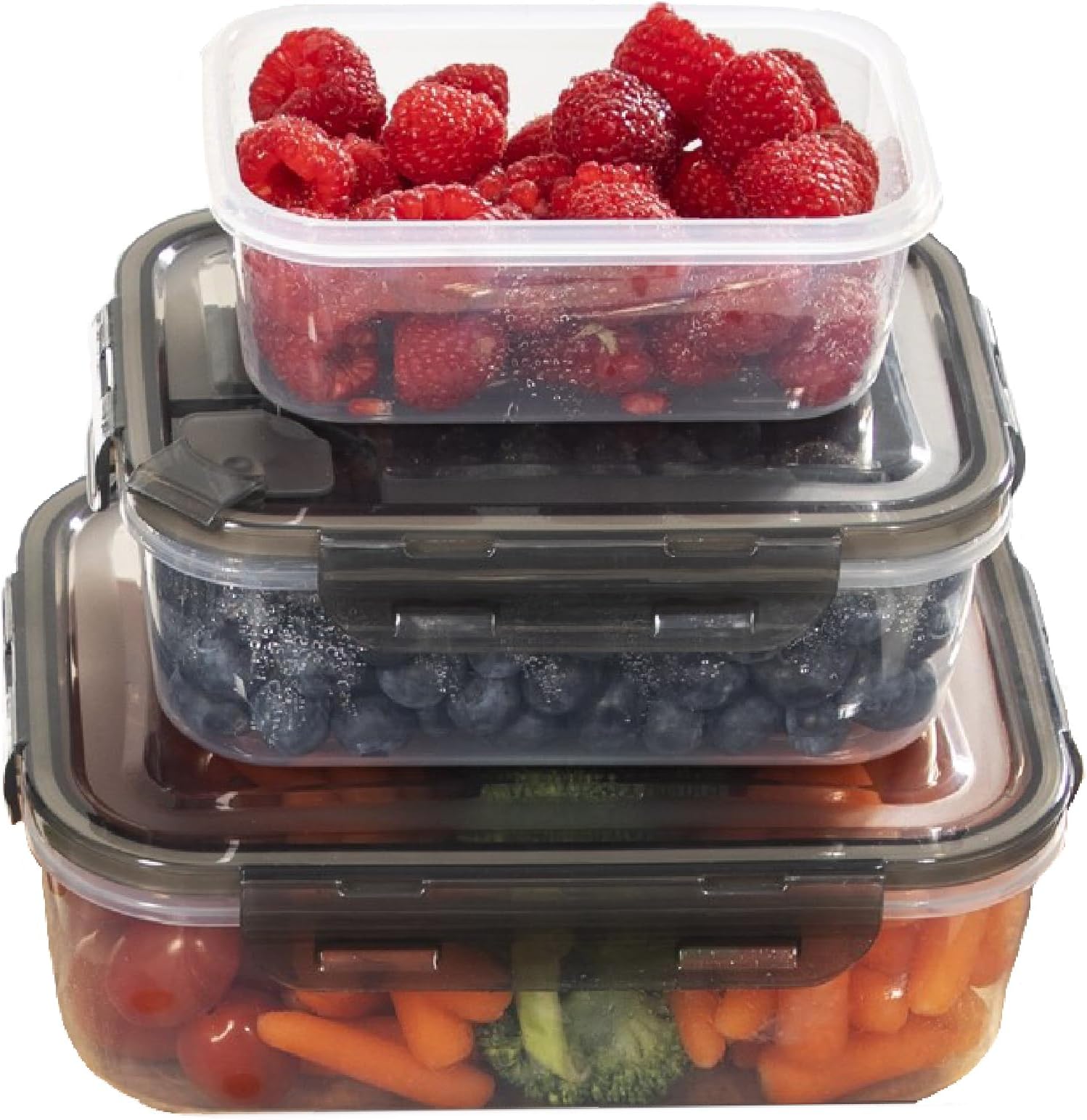 Amazon.com: Clear food storage containers with lids - Sets of 3 plastic ...