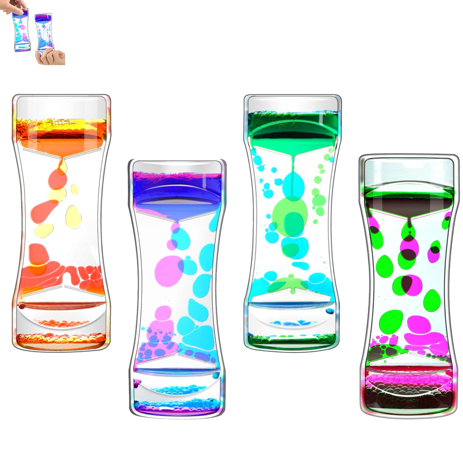 JRLAJRL 4 Pack Liquid Motion Bubbler Oil drip Sensory Fidget Toys for ...