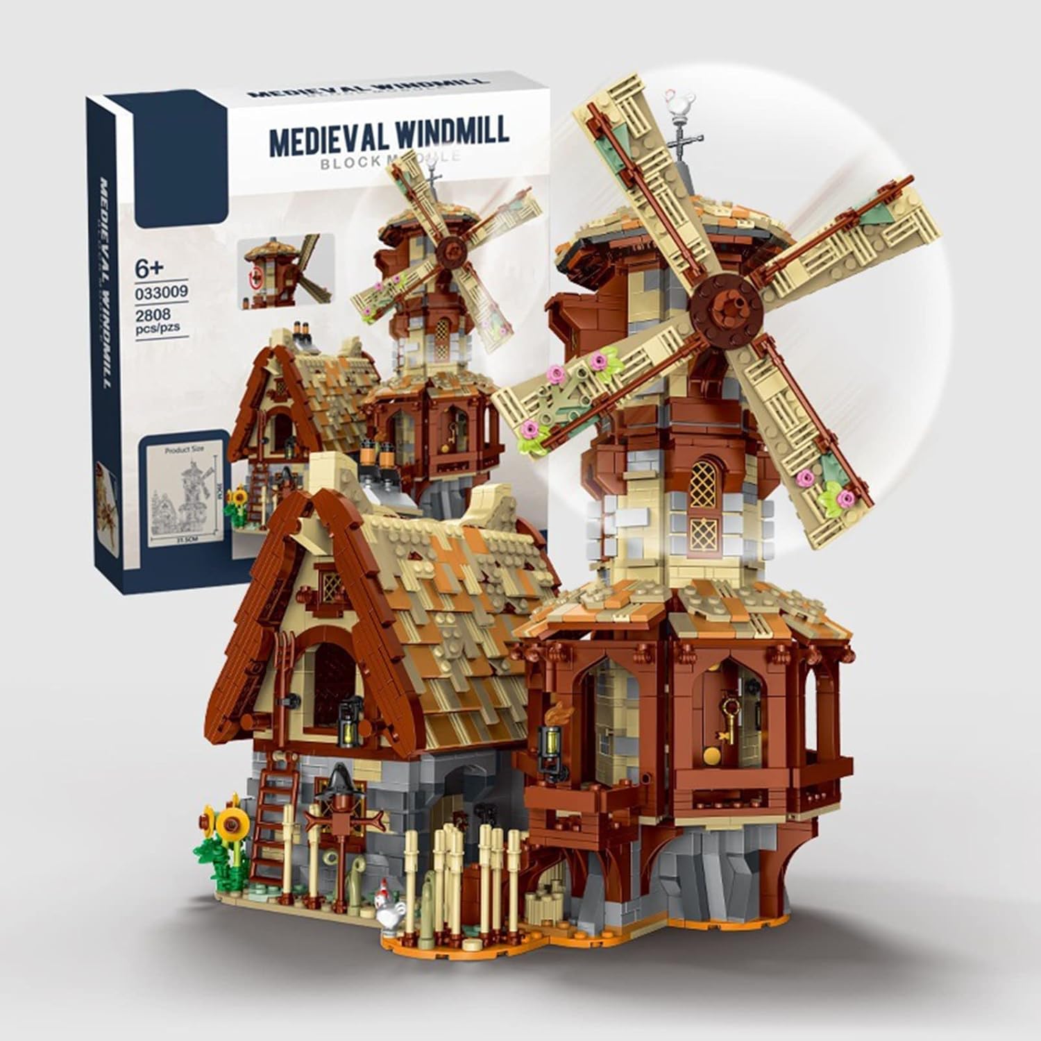 Modular House Building Sets, Street View Series Medieval Windmill ...