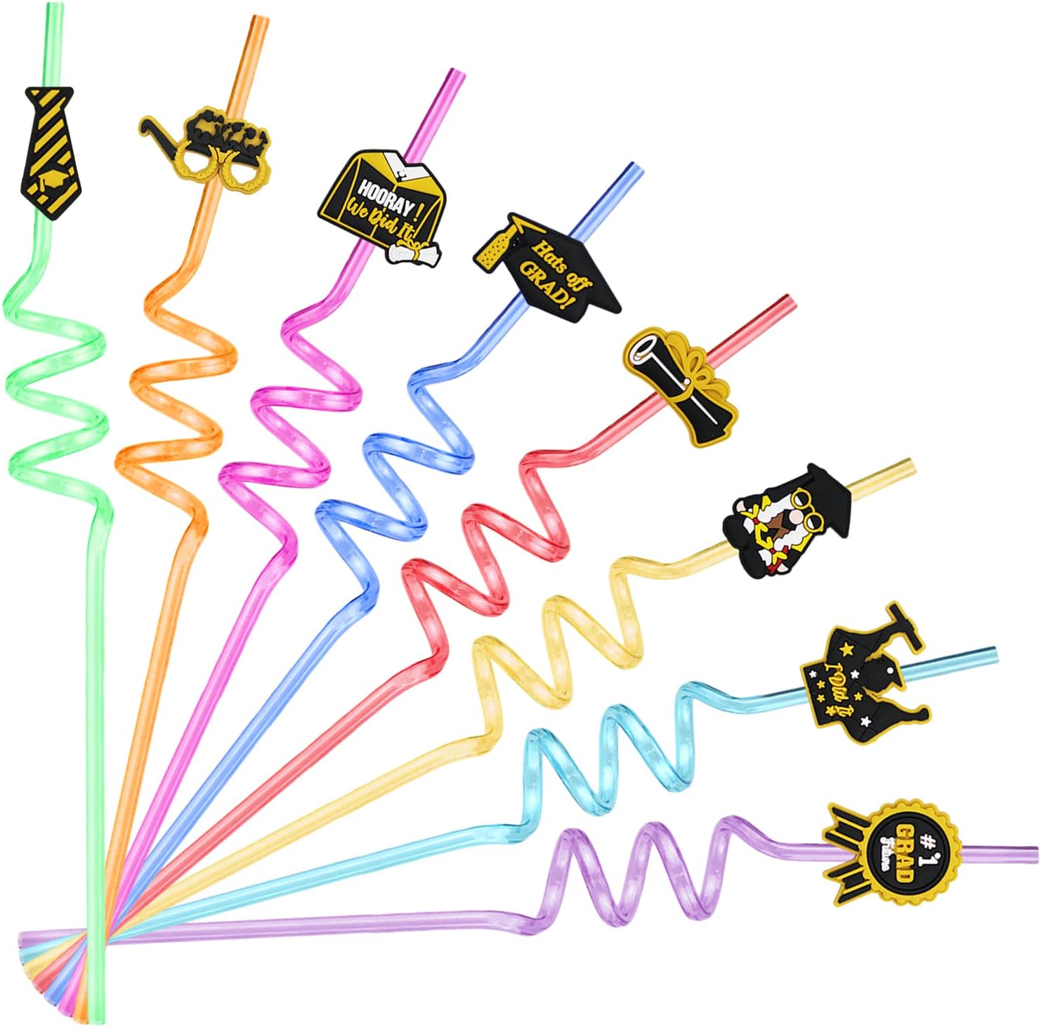 Amazon.com: 24Pcs Graduation Theme Straws, Graduation Cap Party Favors ...