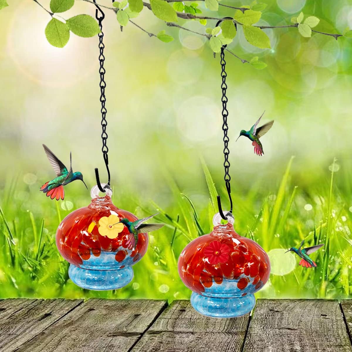 Amazon.com : Glass Hummingbird Feeder,2Pack,Hummingbird Feeders for ...