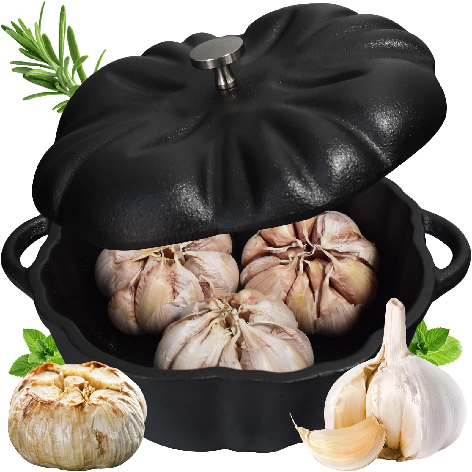 Amazon.com: Blavna Large Garlic Baker, Cast Iron Garlic Roaster for ...