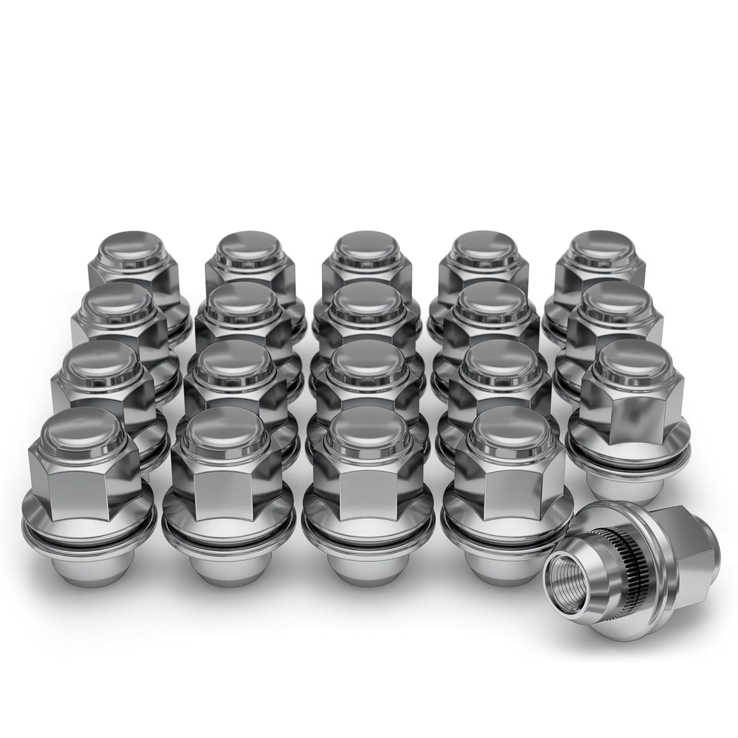 White Knight M12x1.50 Solid Piece Factory Mag Style Lug Nuts for Select ...