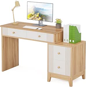 Amazon.com: LITTLE TREE Computer Desk with 4 Drawers, Home Office Desks ...